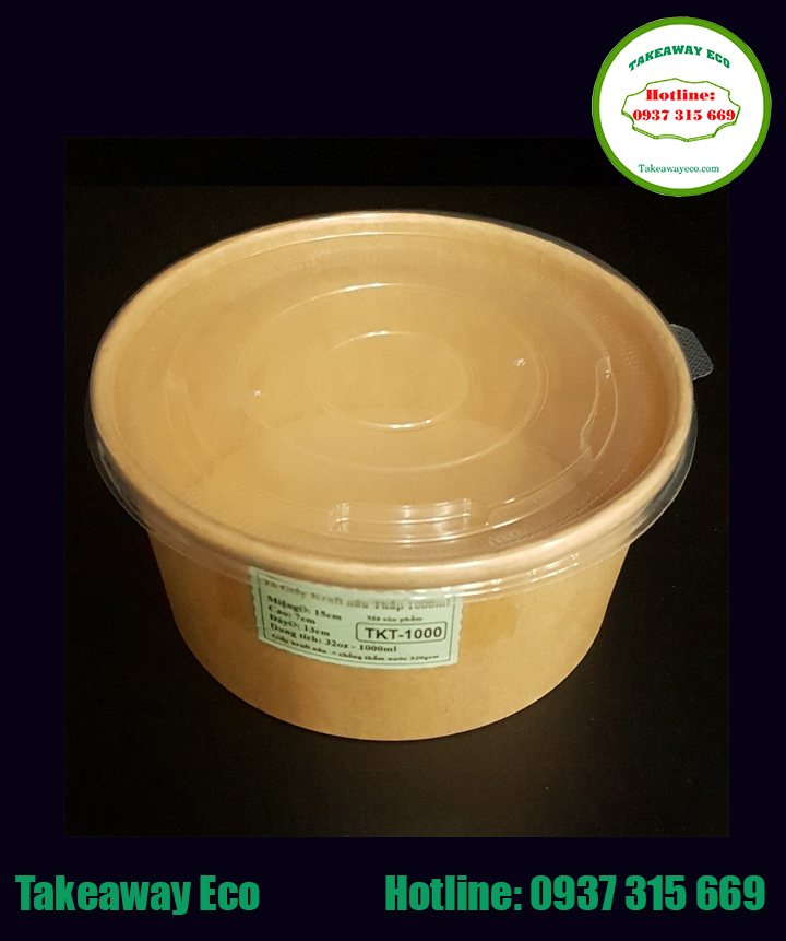 Tô giấy kraft nâu 32oz, 1000ml